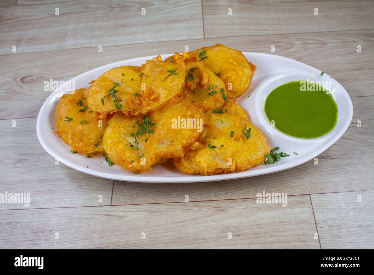 Isolated Basin Pakora, Popular indian street food snack called potato ...