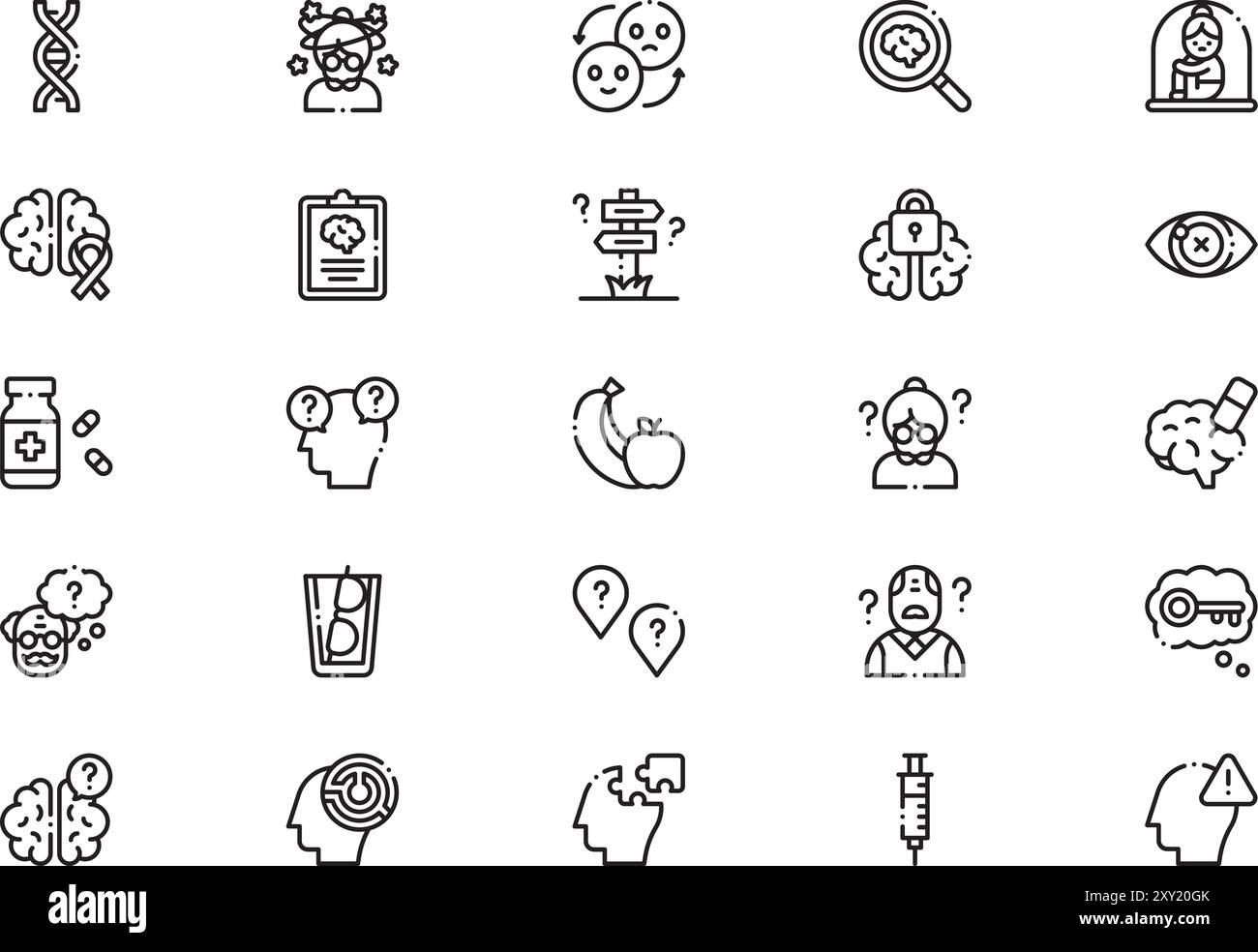 Alzheimer icons collection is a vector illustration with editable ...