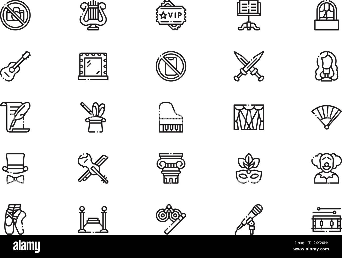 Scenic arts icons collection is a vector illustration with editable stroke Stock Vector Image ...