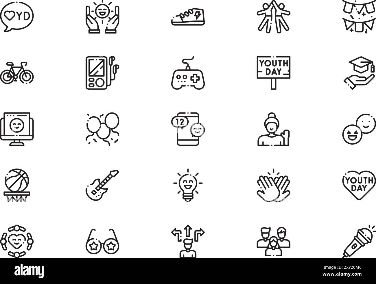 Youth day icons collection is a vector illustration with editable ...