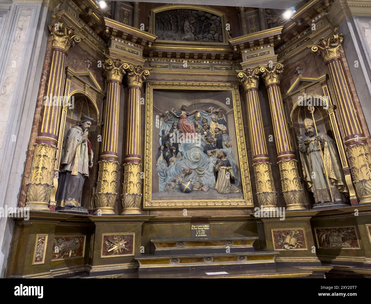 Altarpiece in a side chapel of the Basilica of Our Lady of the Rosary ...