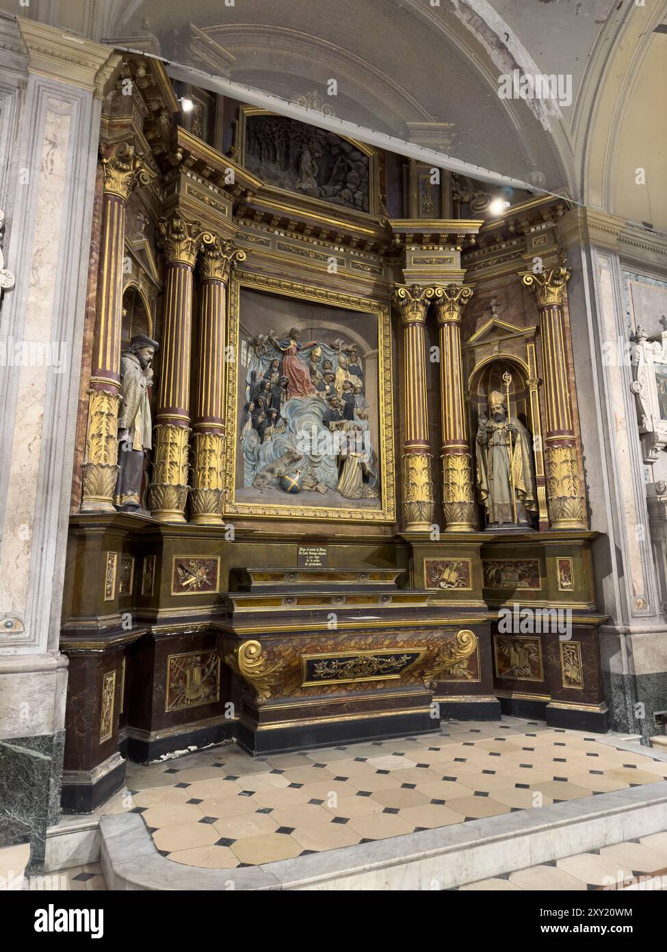 Altarpiece in a side chapel of the Basilica of Our Lady of the Rosary ...