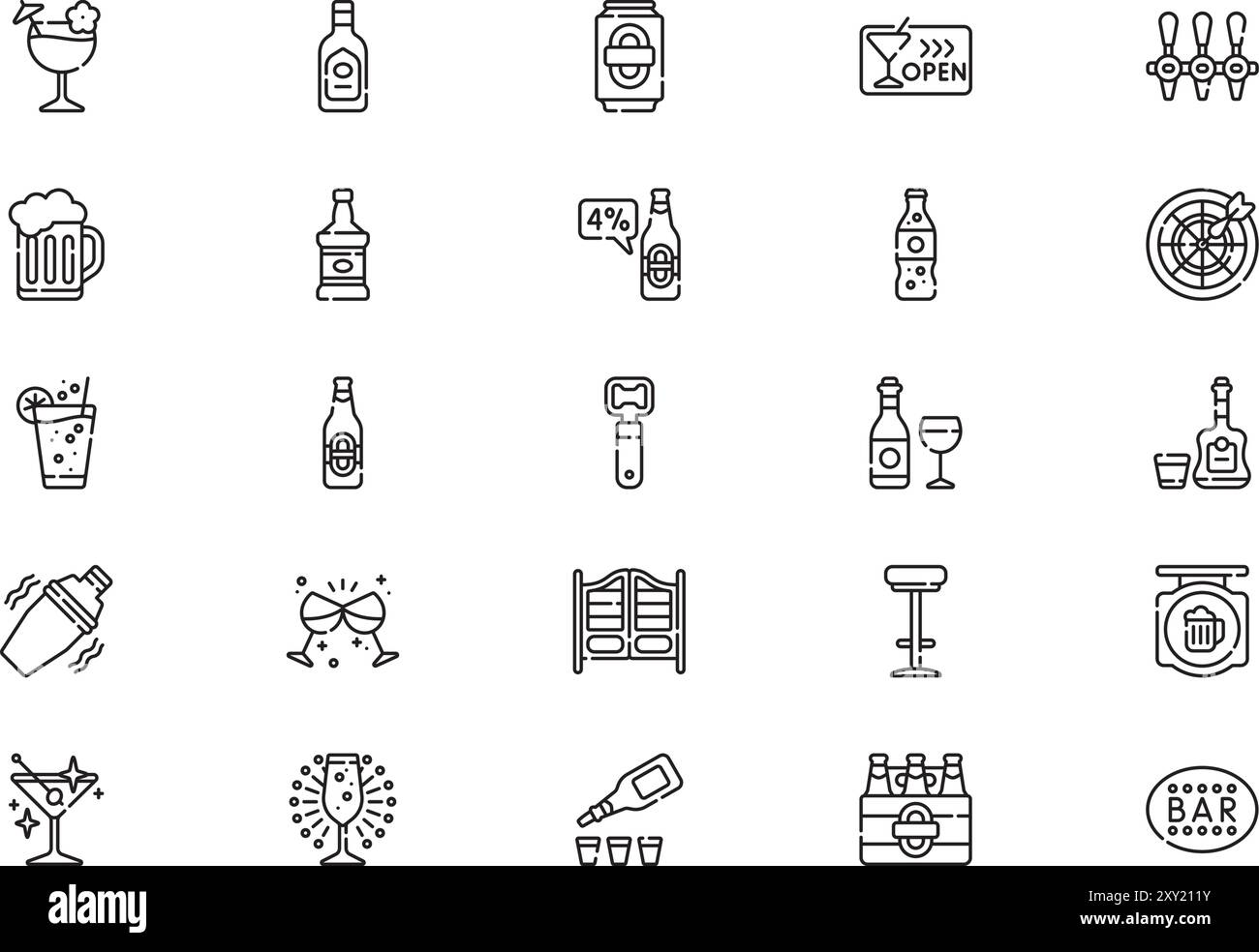 Bar icons collection is a vector illustration with editable stroke ...