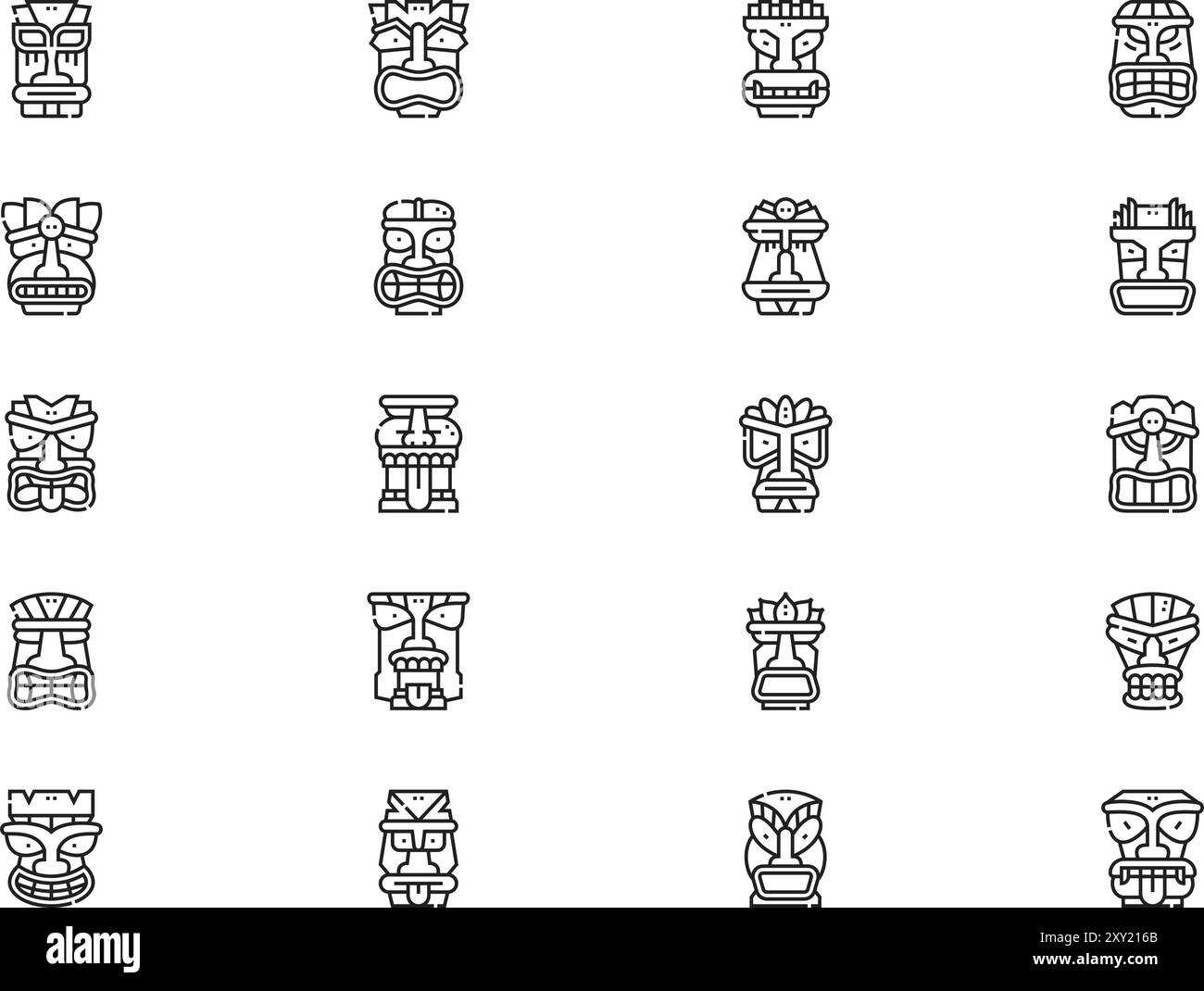 Tiki idols icons collection is a vector illustration with editable ...