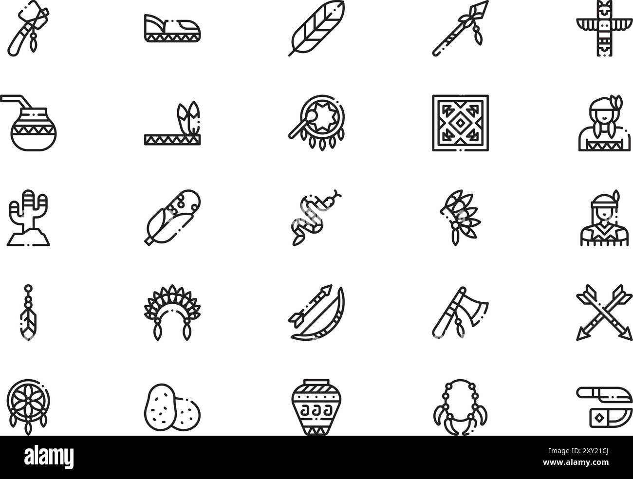 American indigenous icons collection is a vector illustration with ...