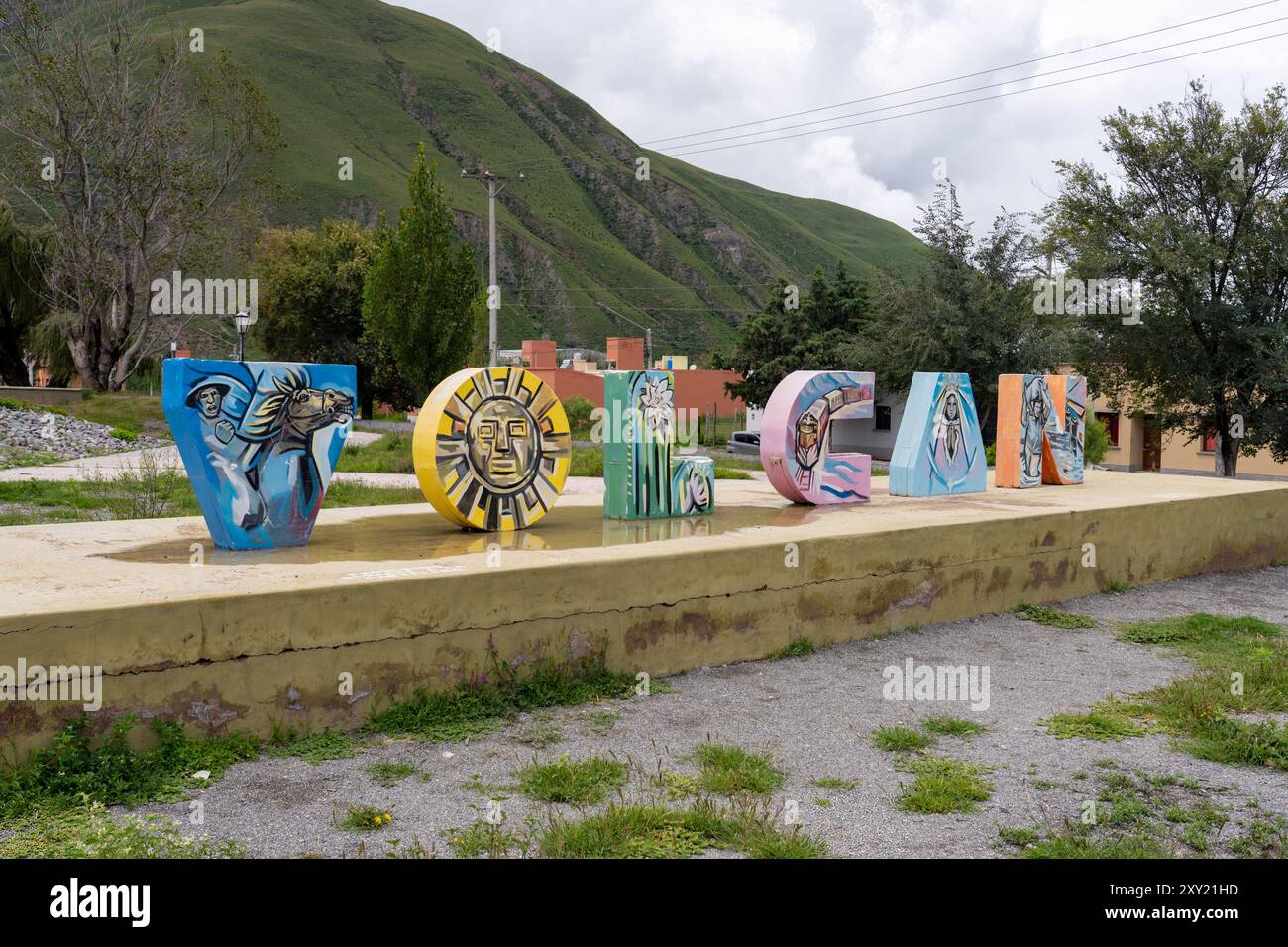 Three-dimensional town sign for the small pueblo of Volcan in the ...