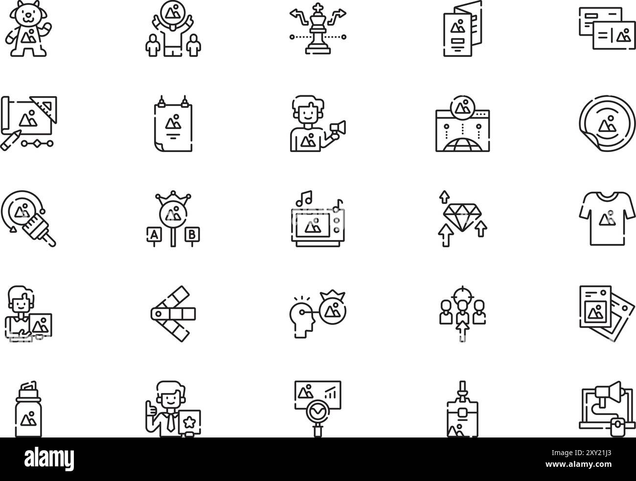 Branding icons collection is a vector illustration with editable stroke ...