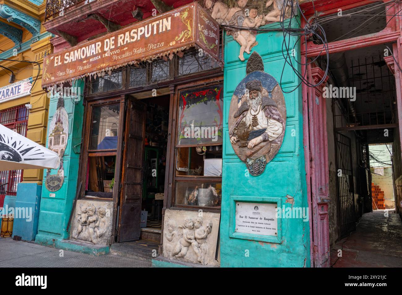 A bas relief sculpture on the front of El Samovar del Rasputin bar in ...