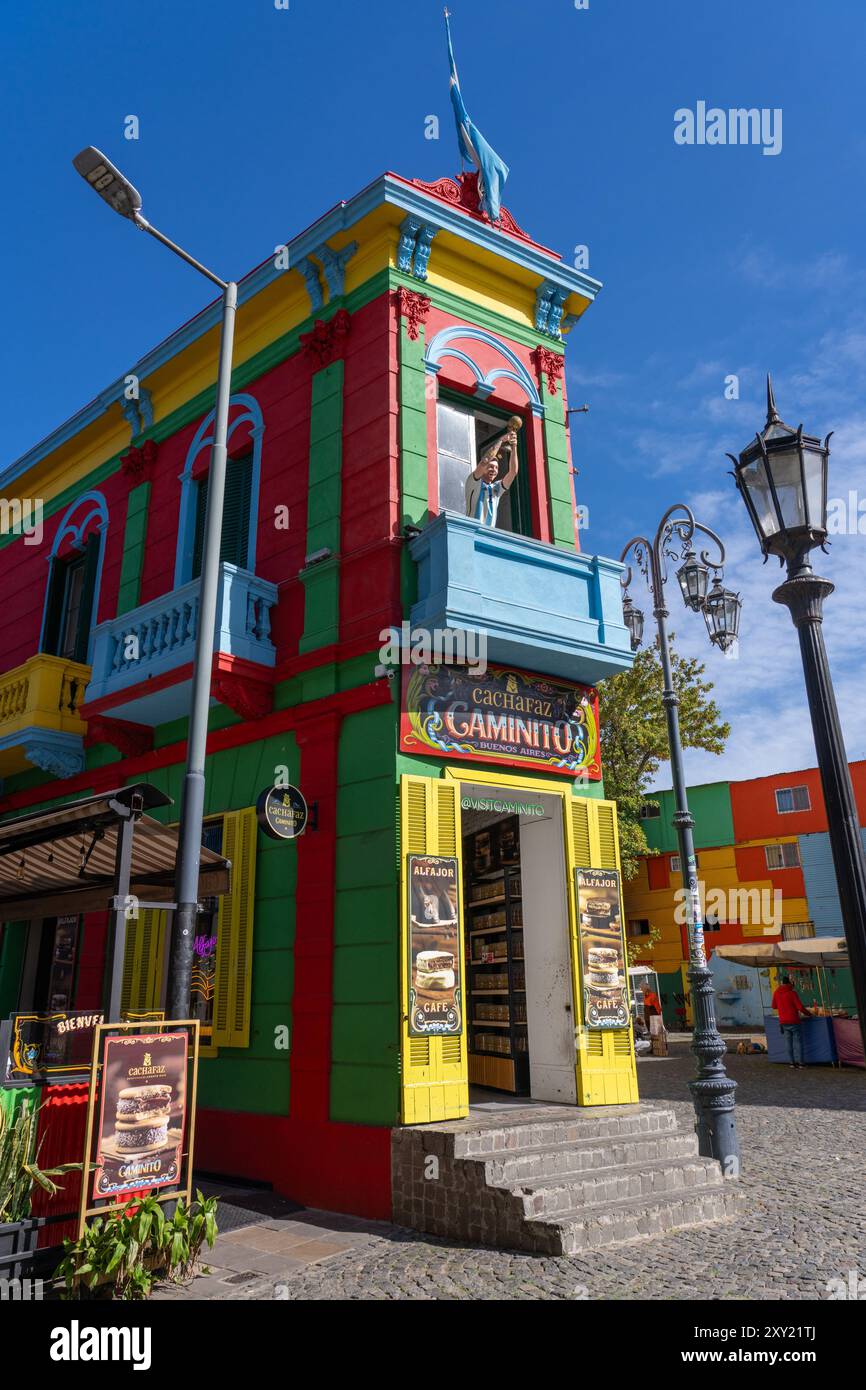 A mannequin of Lionel Messi is on the balcony of the famous building on ...