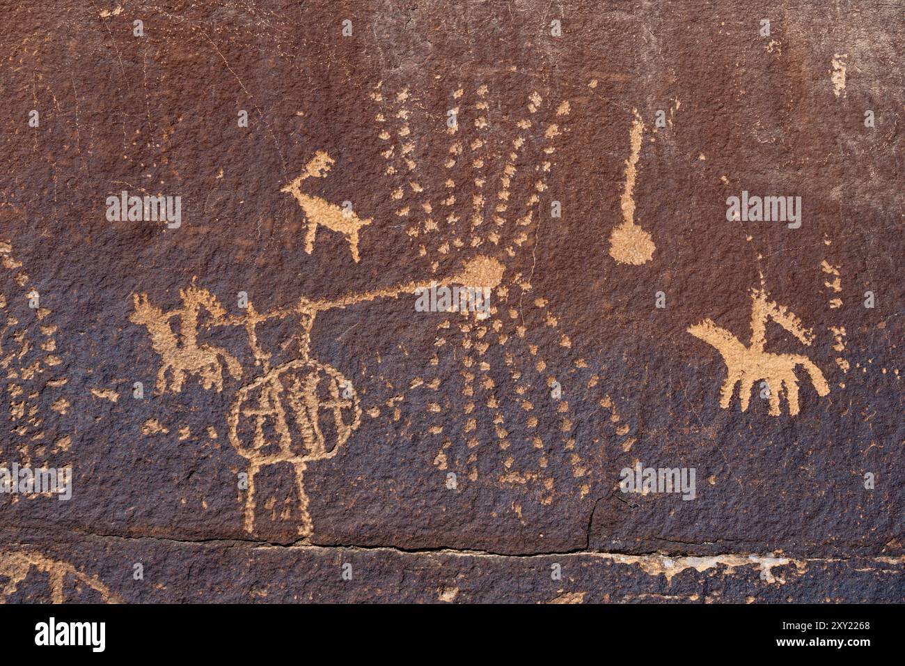A pre-Hispanic Native American rock art or petroglyph panel in Daddy's ...