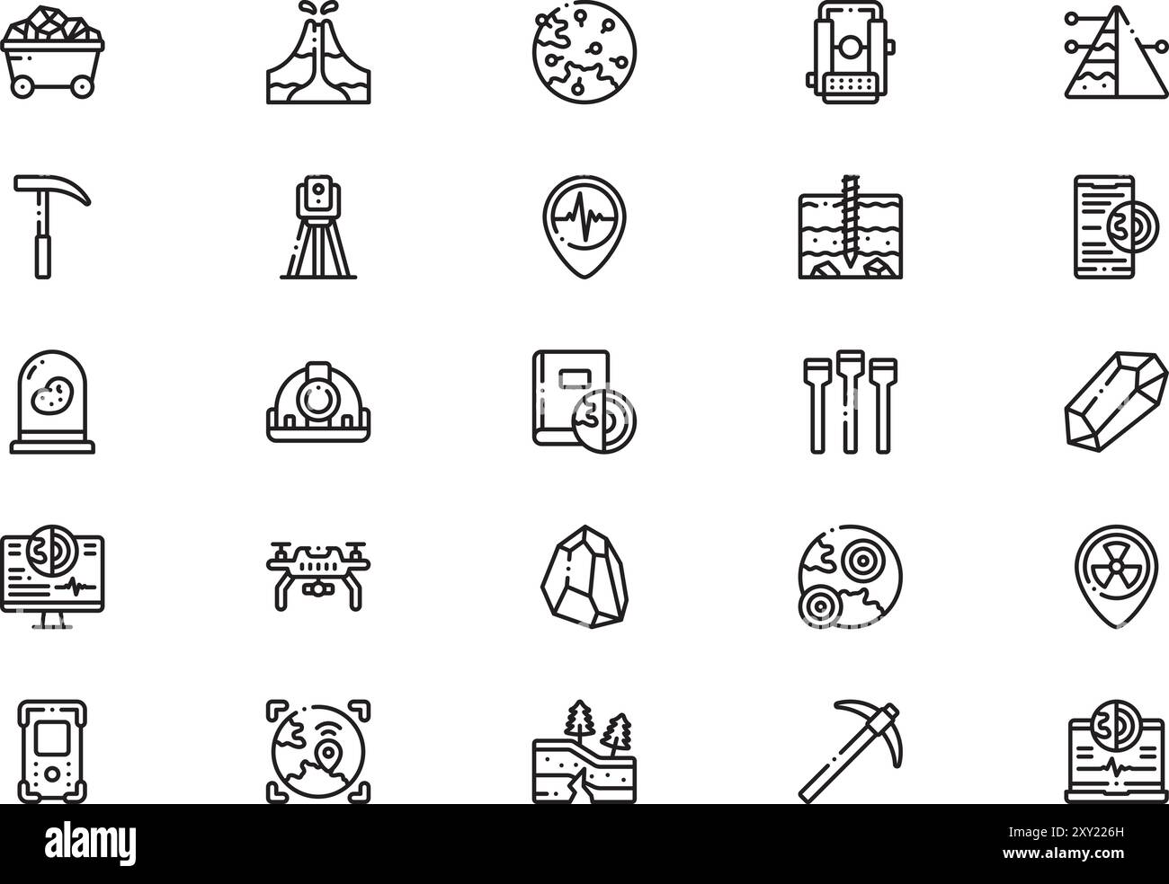 Geology icons collection is a vector illustration with editable stroke ...