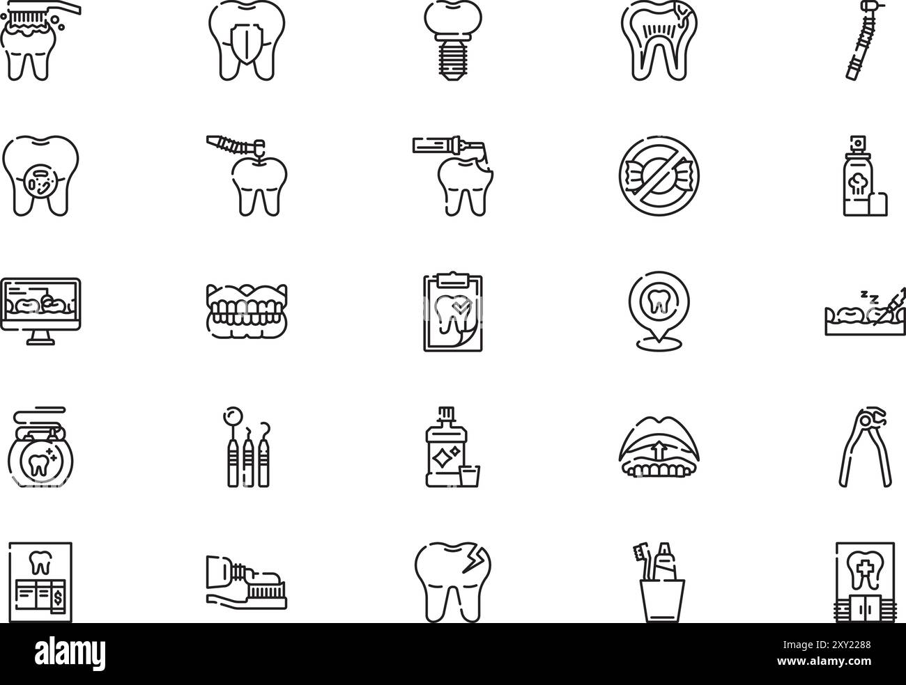 Dentist icons collection is a vector illustration with editable stroke ...