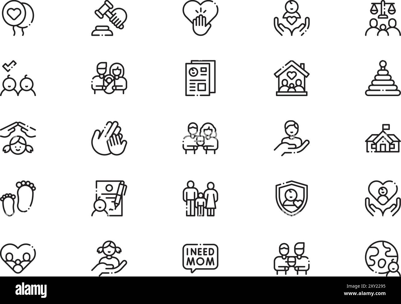 Child adoption icons collection is a vector illustration with editable ...