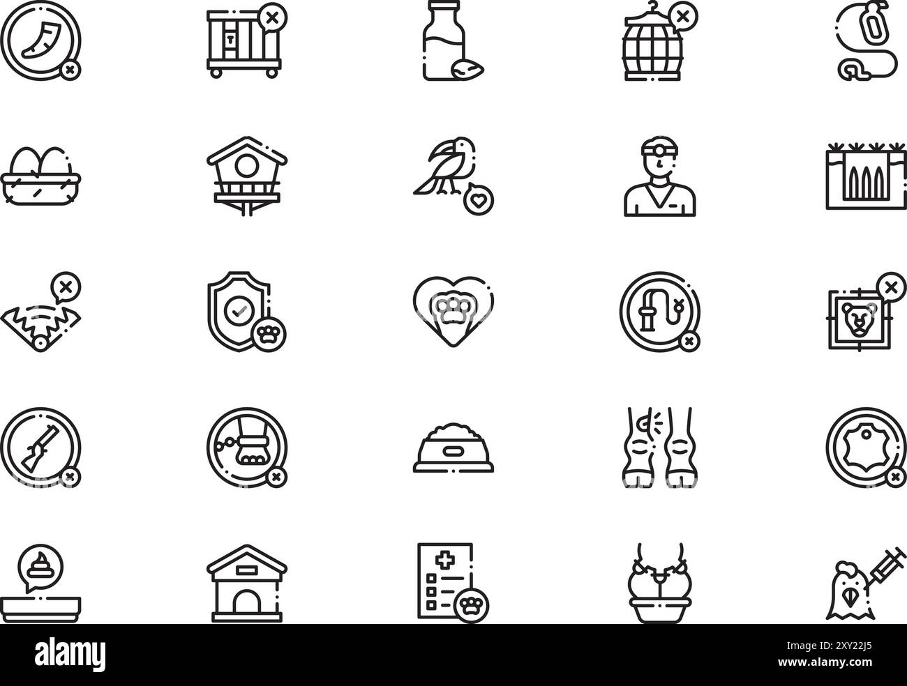 Animal welfare icons collection is a vector illustration with editable ...