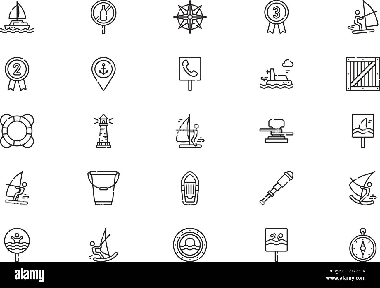 Sailing icons collection is a vector illustration with editable stroke ...