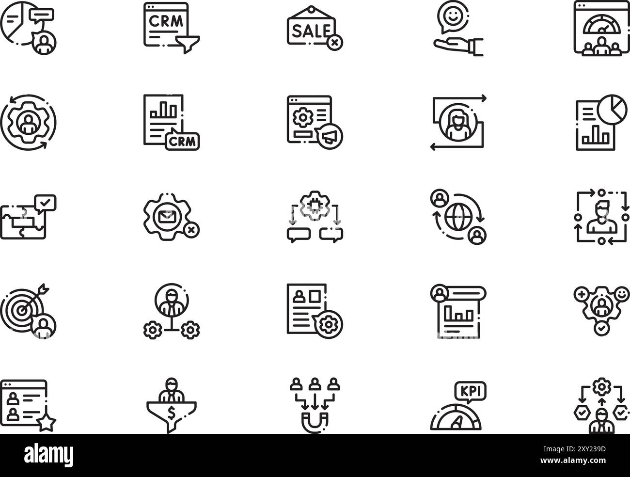 Crm icons collection is a vector illustration with editable stroke ...