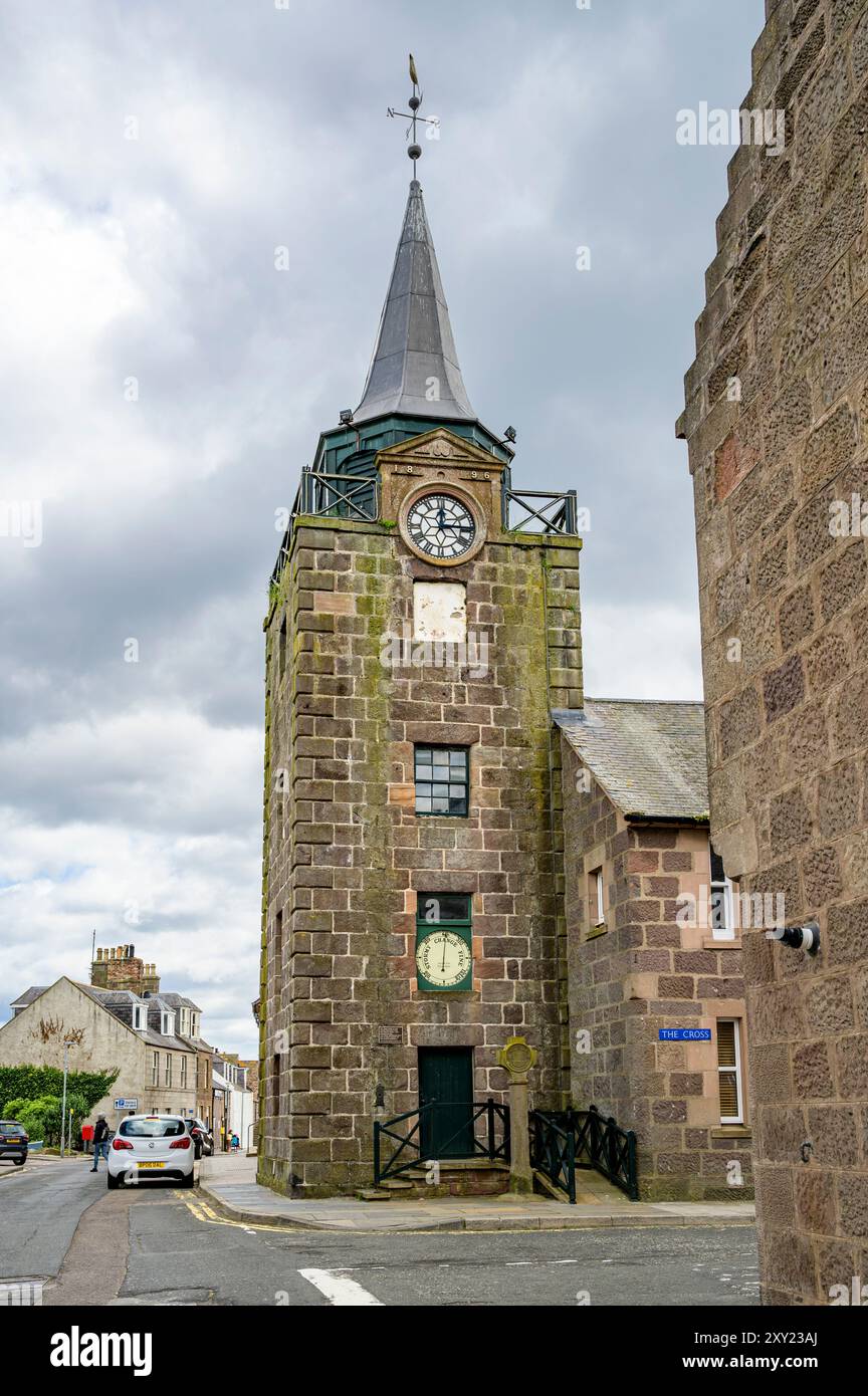Public clock tower with barometer in Stonehaven, Aberdeenshire ...