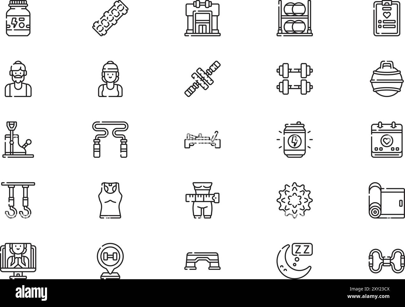 Pilates icons collection is a vector illustration with editable stroke ...
