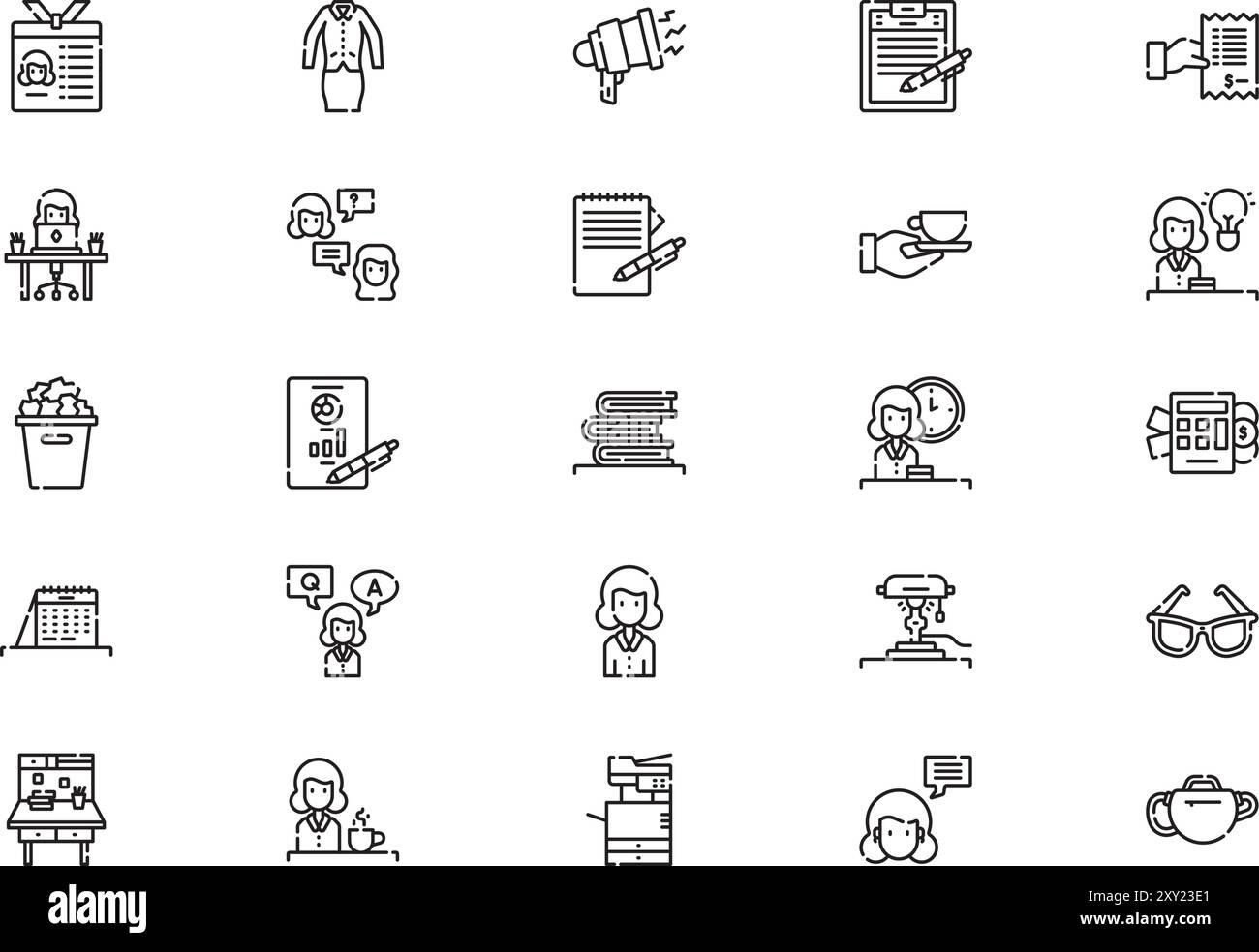 Secretary icons collection is a vector illustration with editable ...