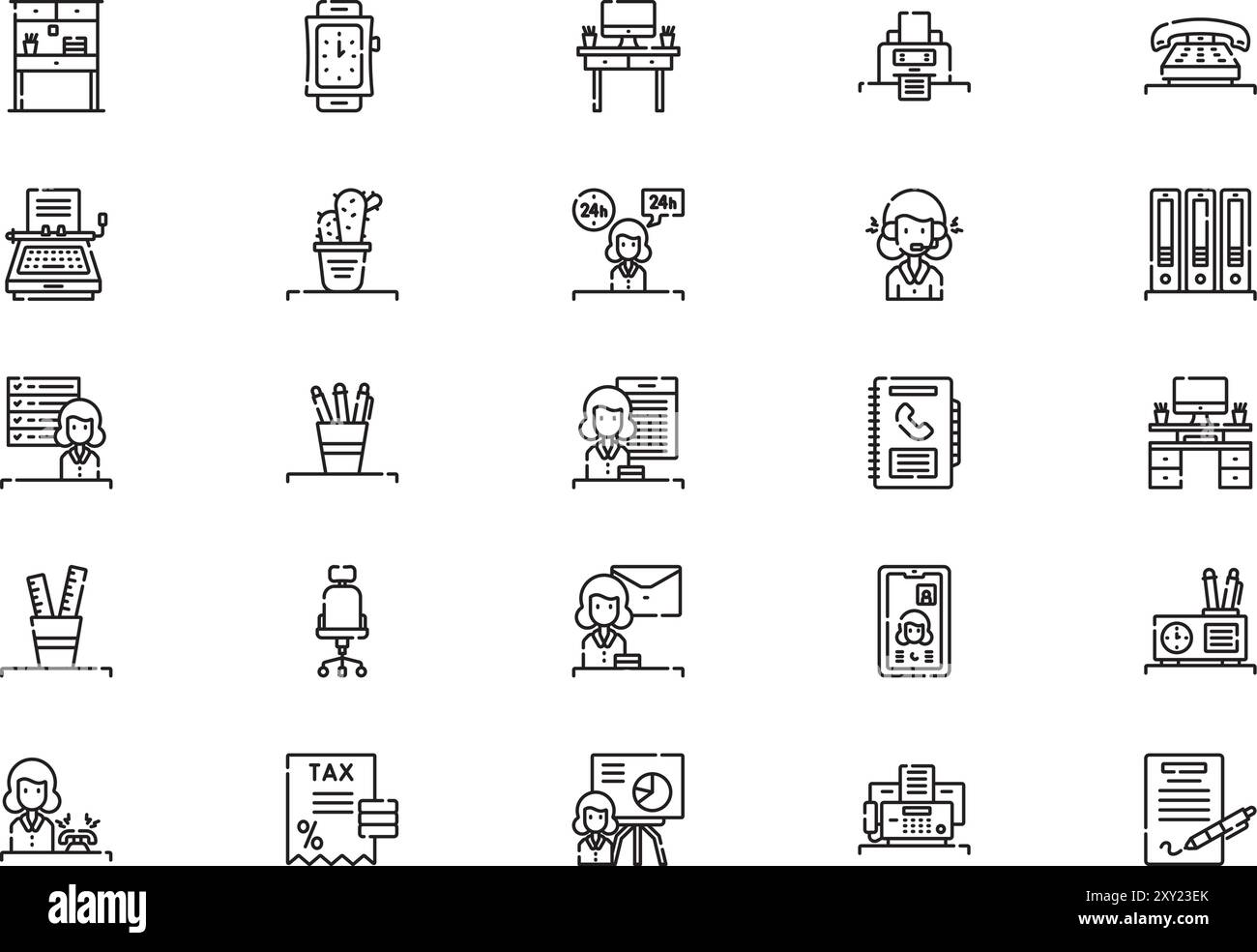 Secretary icons collection is a vector illustration with editable ...