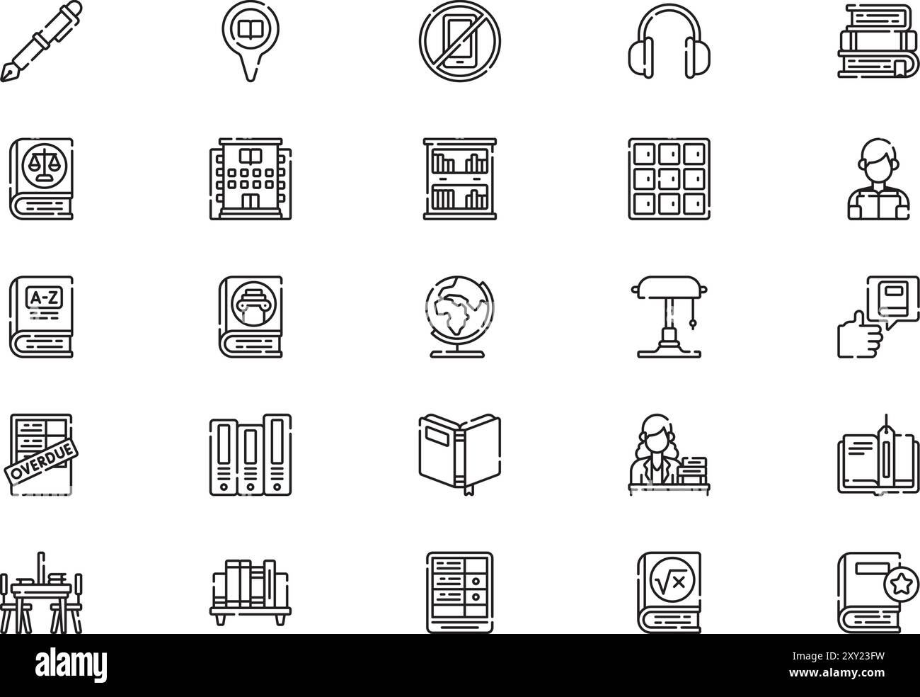Library icons collection is a vector illustration with editable stroke ...