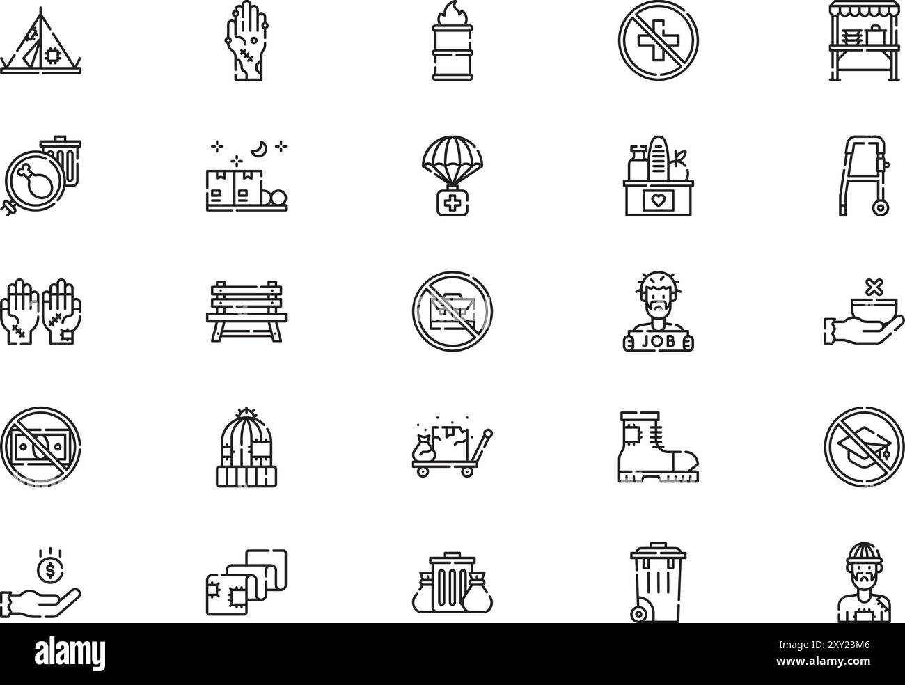 Poverty icons collection is a vector illustration with editable stroke ...