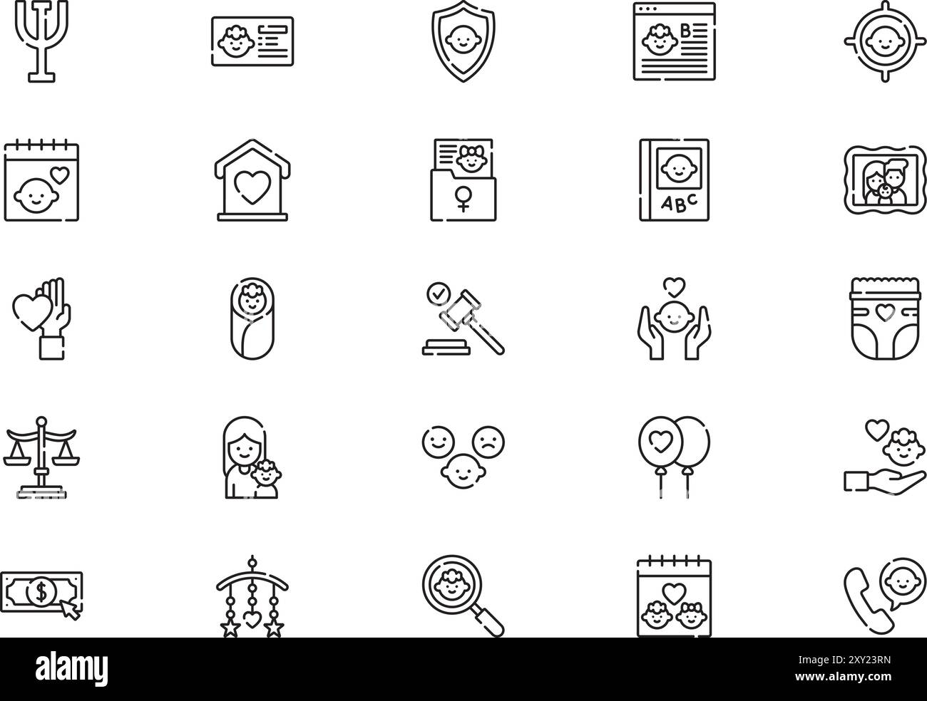 Child adoption icons collection is a vector illustration with editable ...