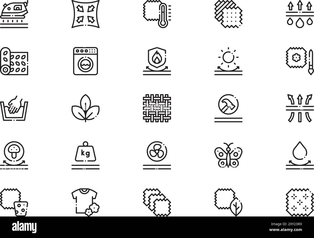 Fabric features icons collection is a vector illustration with editable ...