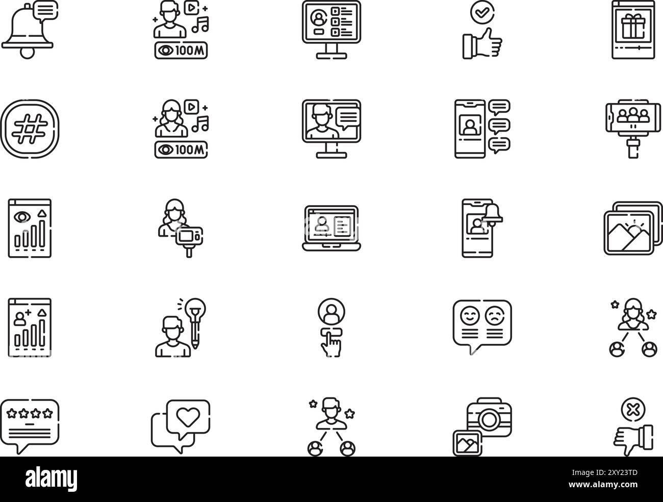 Influencer icons collection is a vector illustration with editable ...