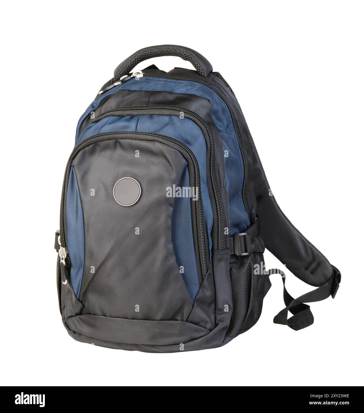 New blue textile backpack isolated on white Stock Photo - Alamy