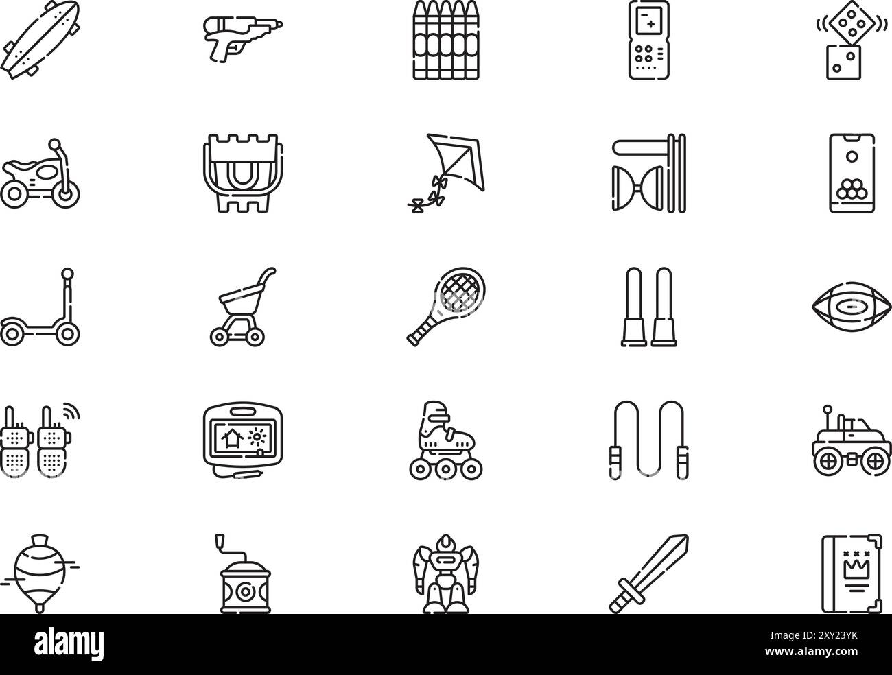 Children toys icons collection is a vector illustration with editable ...