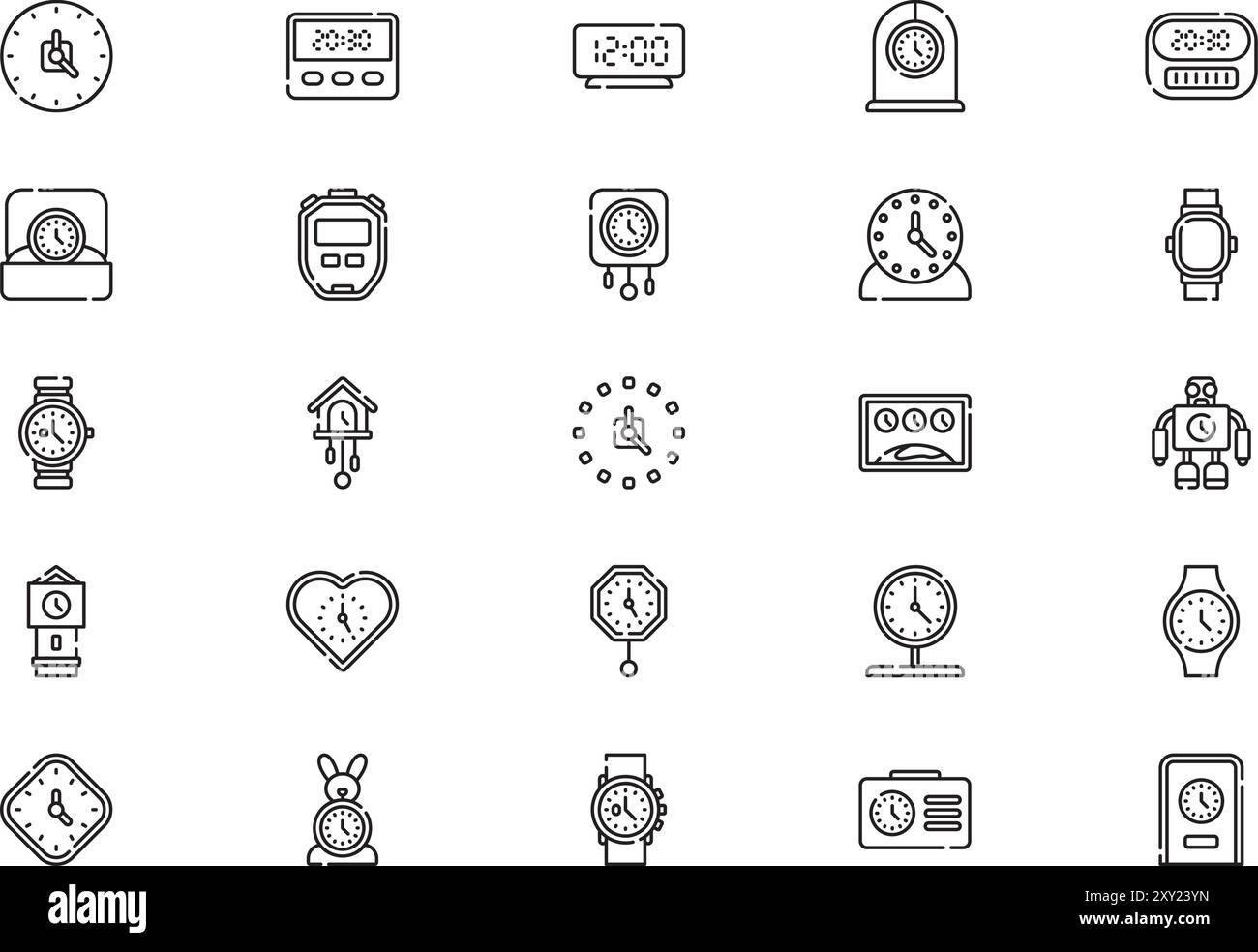 Watch and clock icons collection is a vector illustration with editable ...