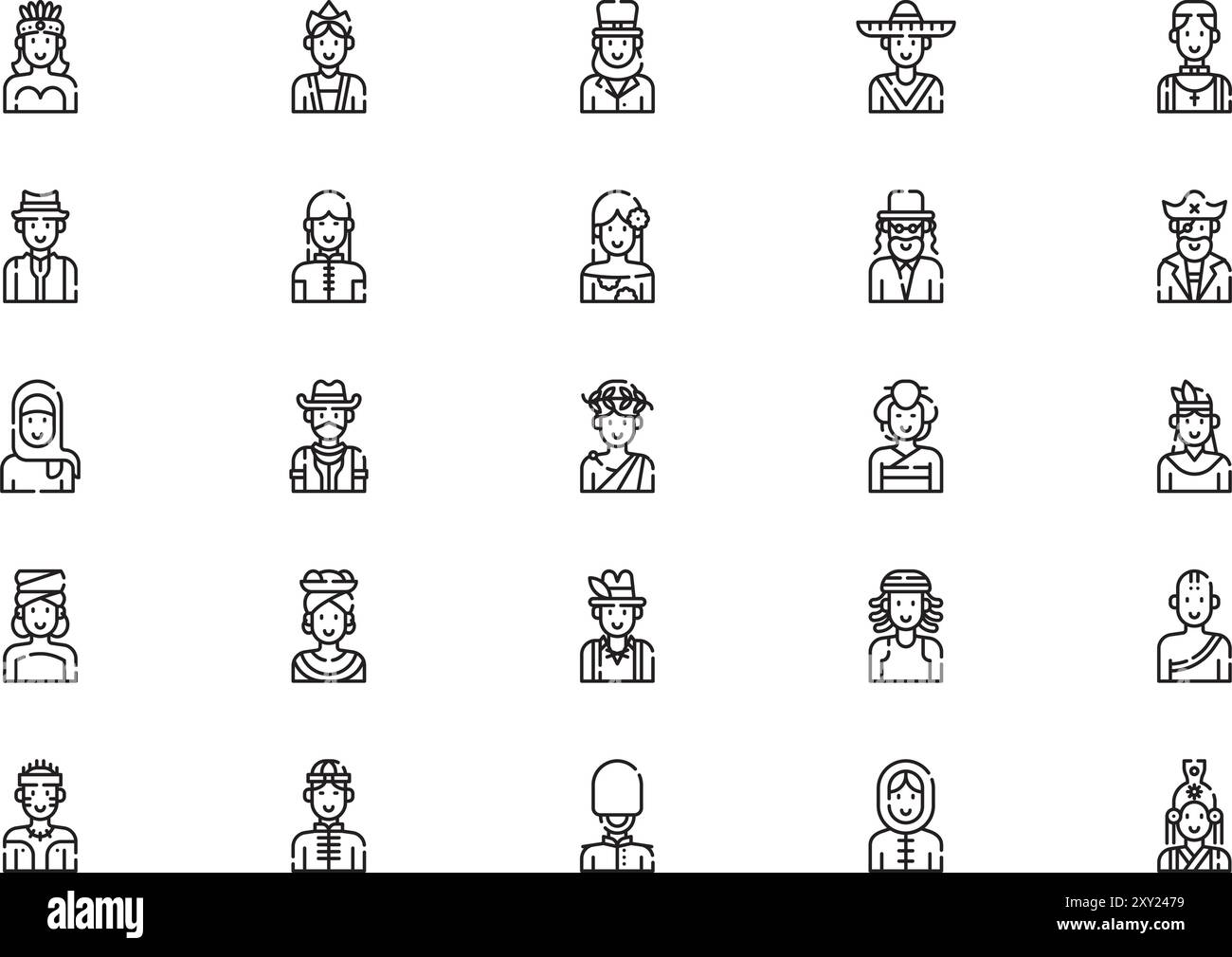 Cultural avatars icons collection is a vector illustration with editable stroke Stock Vector ...