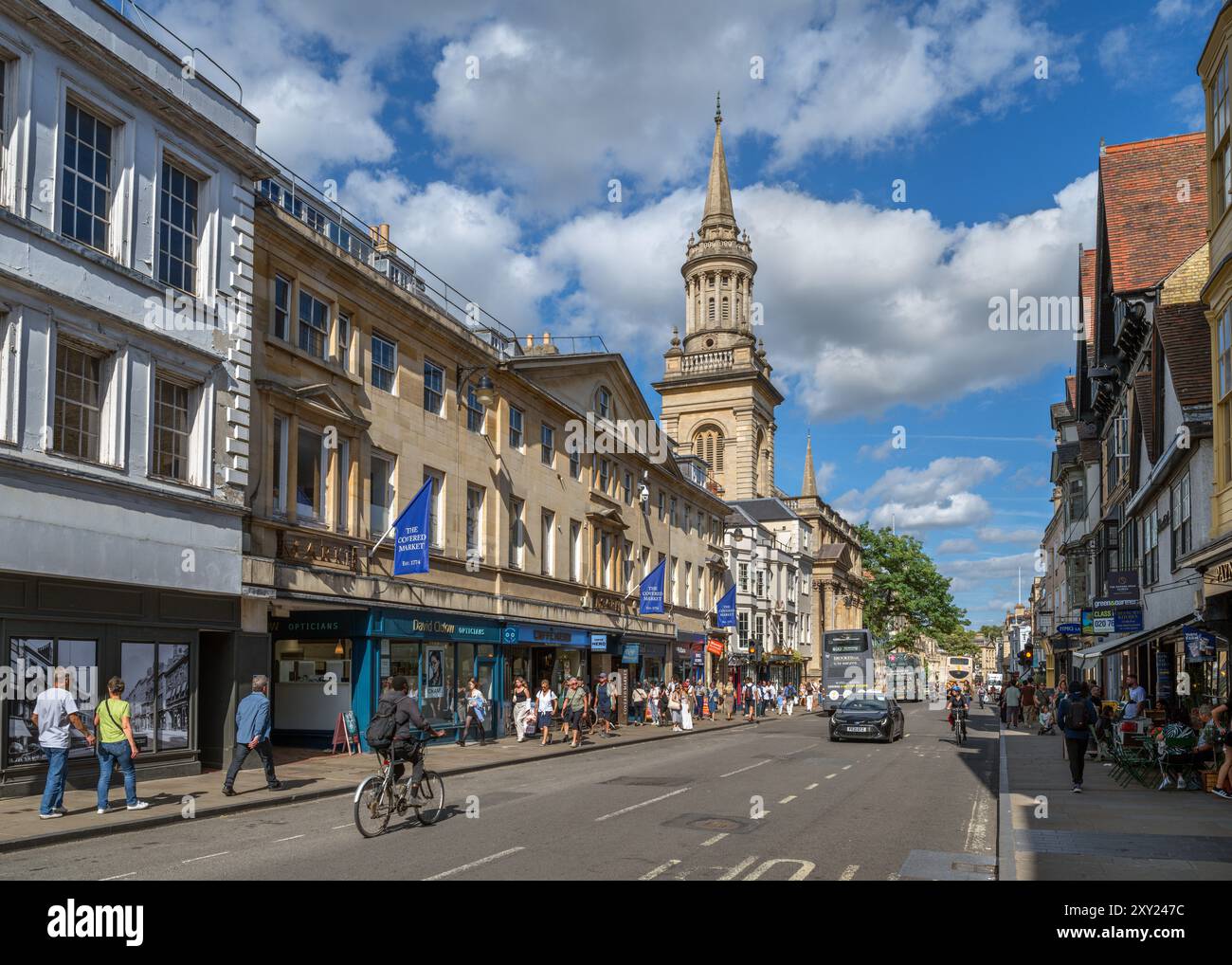 View down High Street with All Saints church and the Covered Market to ...