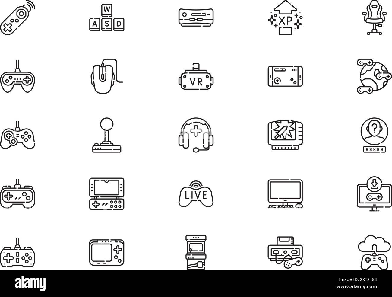 Gaming icons collection is a vector illustration with editable stroke ...