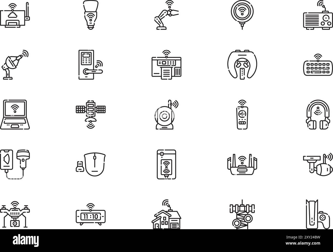 Wireless technology icons collection is a vector illustration with ...