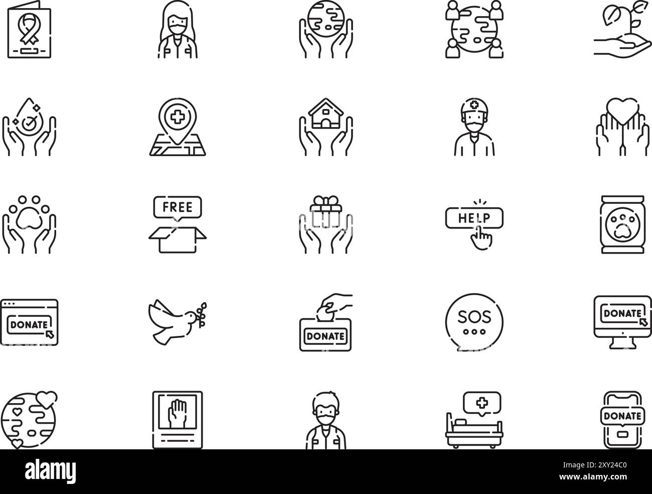 Volunteering icons collection is a vector illustration with editable ...
