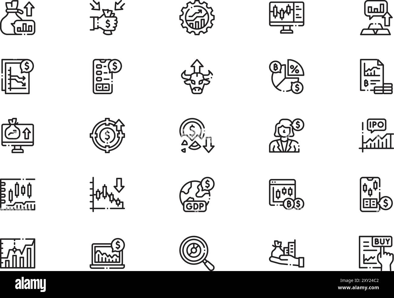 Stock market icons collection is a vector illustration with editable ...