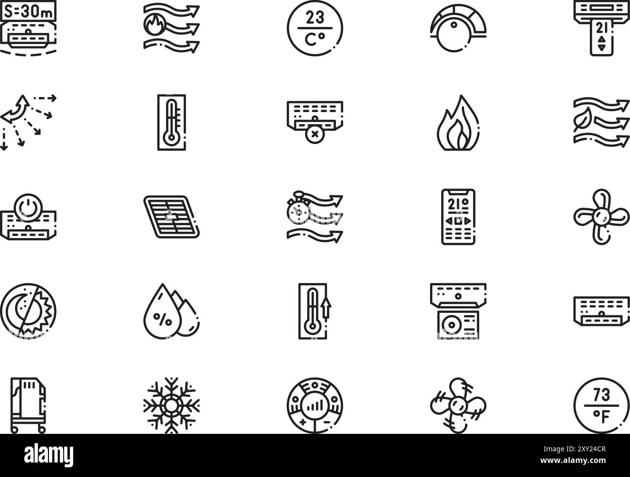 Air conditioner icons collection is a vector illustration with editable ...