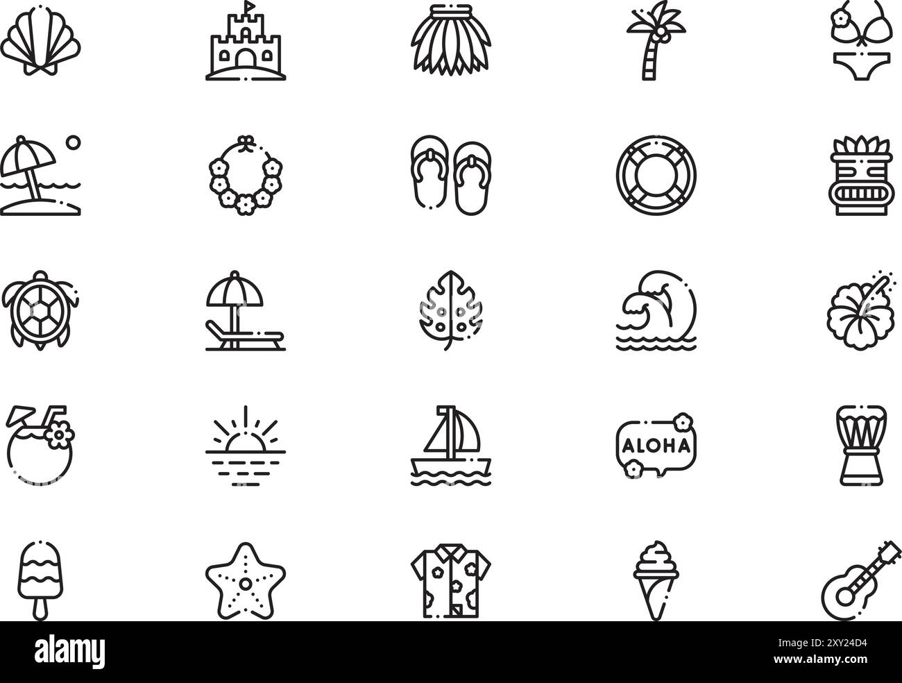 Hawaii icons collection is a vector illustration with editable stroke ...