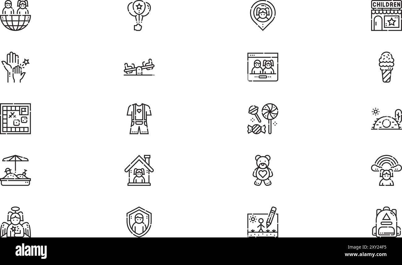 Children icons collection is a vector illustration with editable stroke ...