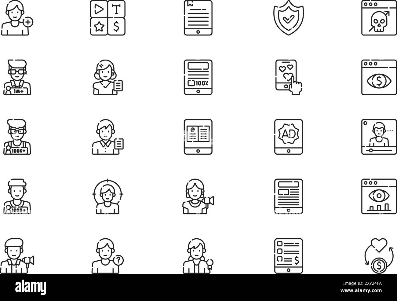 Influencer marketing icons collection is a vector illustration with ...