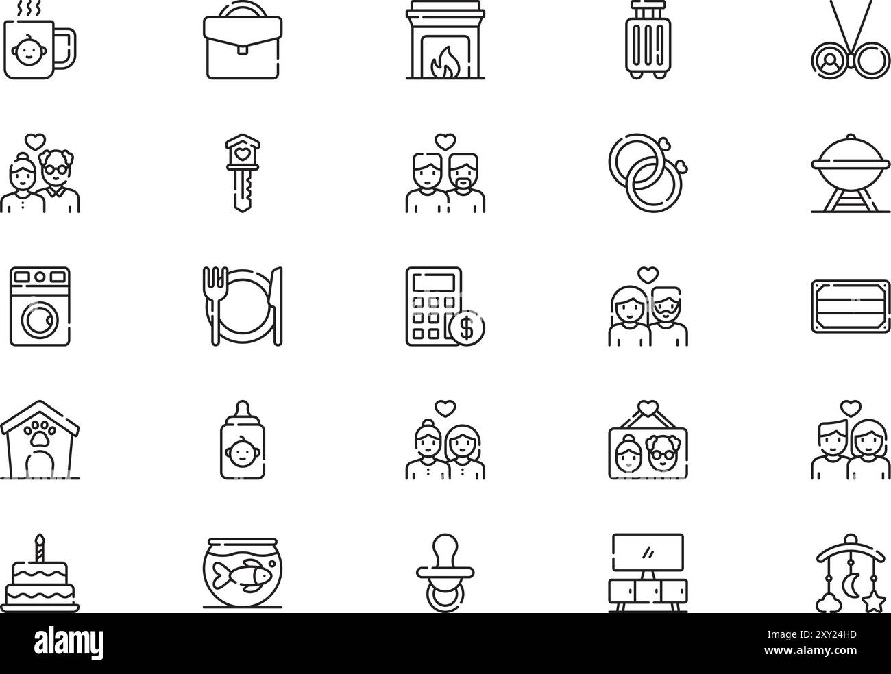 Family icons collection is a vector illustration with editable stroke ...