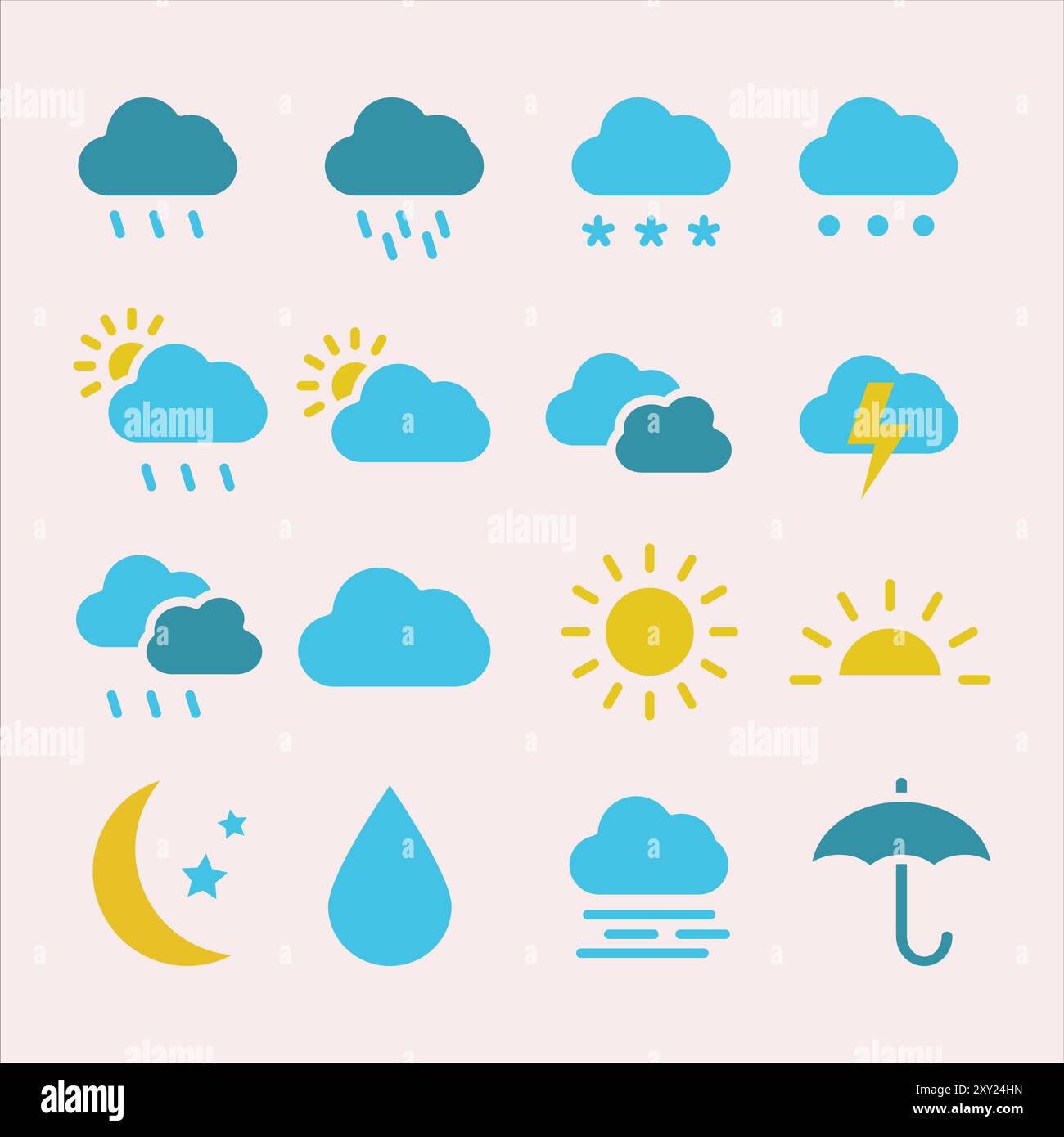 coloured weather icons collection illustration, vector Stock Vector ...