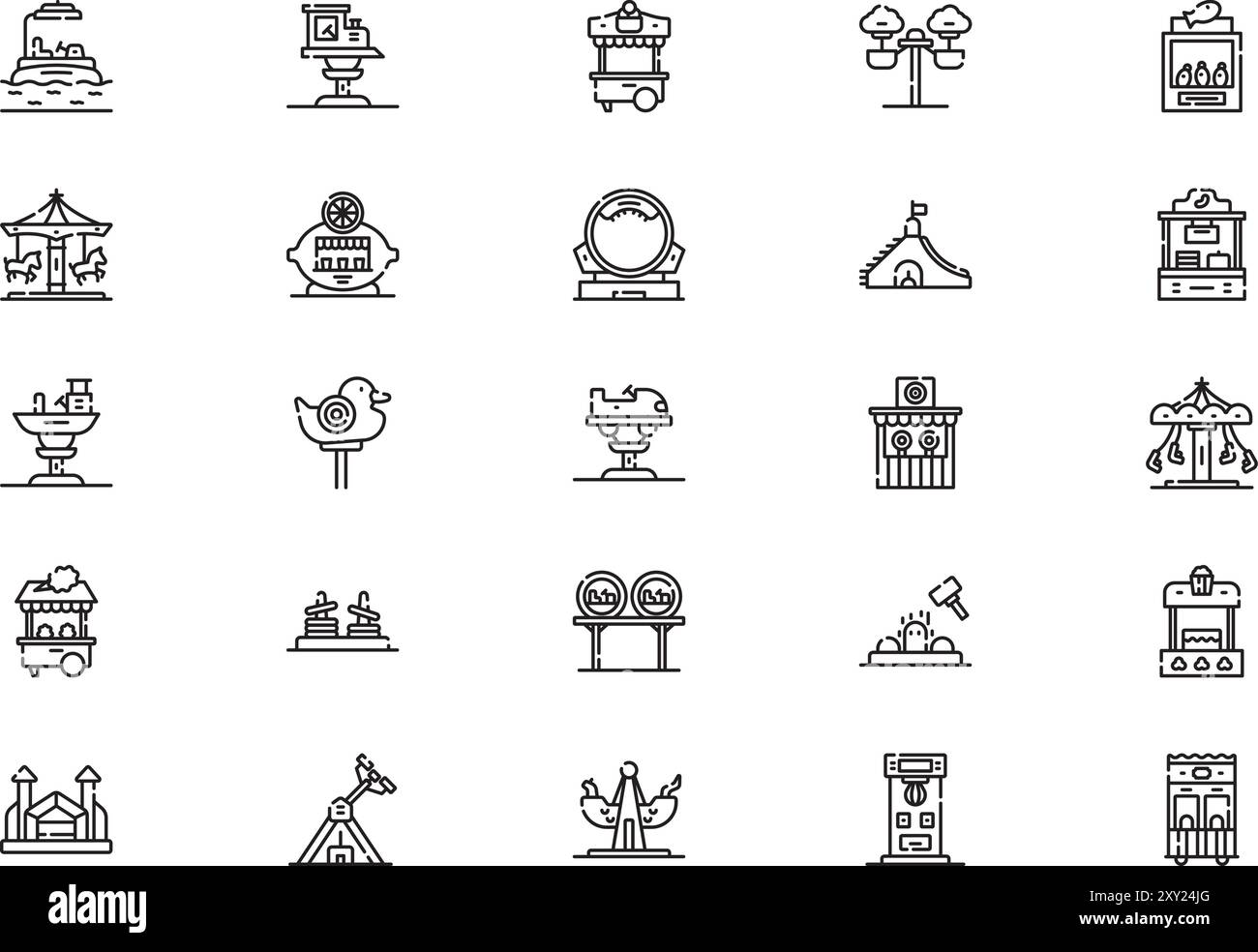 Fair icon pack collection is a vector illustration with editable stroke ...