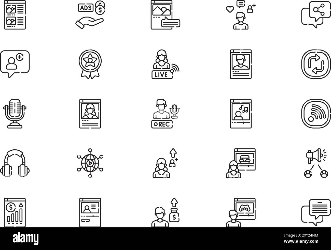 Influencer icons collection is a vector illustration with editable ...