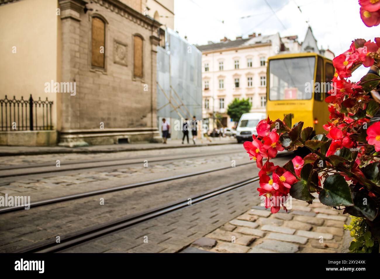 Lviv, Ukraine, August 27, 2024 Lviv tram continues to operate while the ...