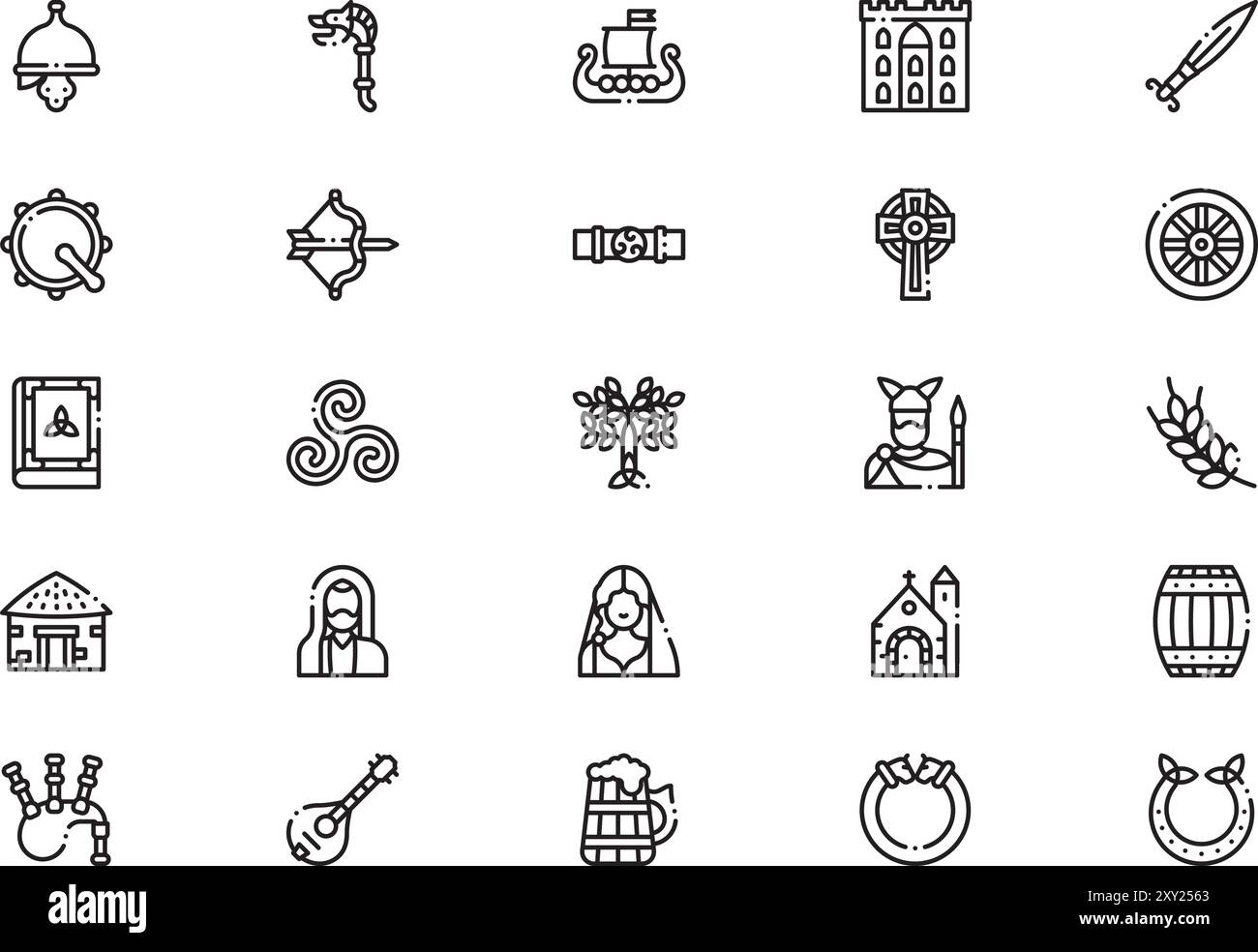 Celtic icons collection is a vector illustration with editable stroke ...