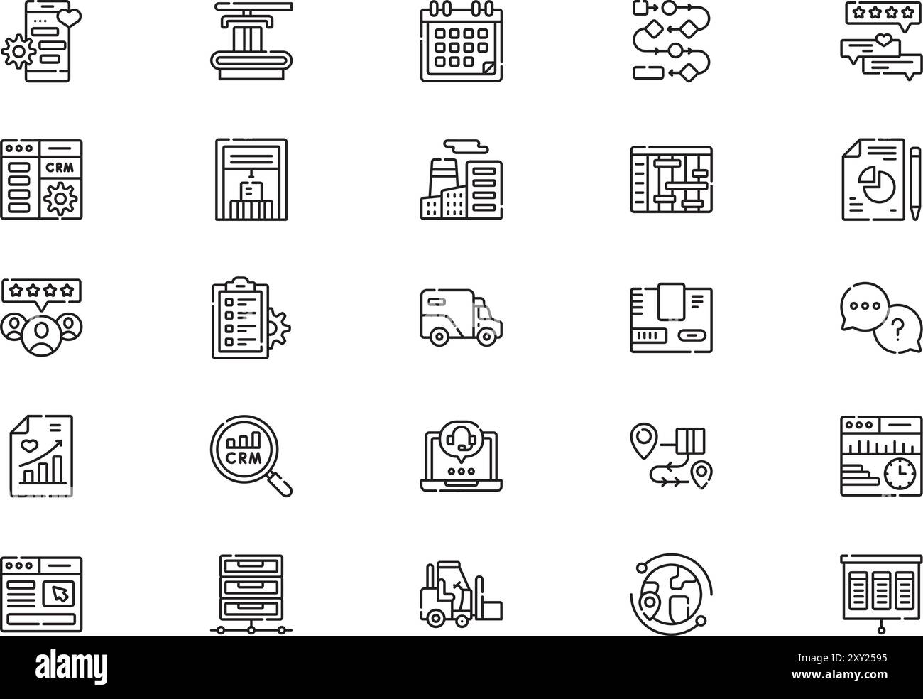 Enterprise resource planning erp icons collection is a vector ...