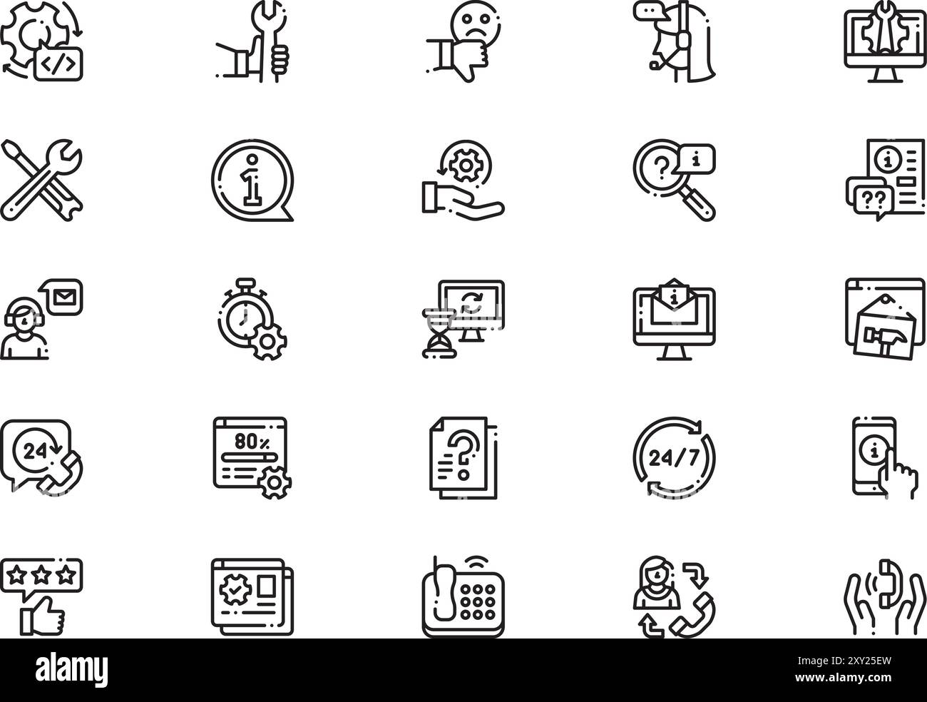Help and support icons collection is a vector illustration with ...